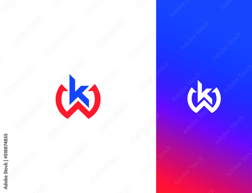 Letter KW logo design concept with gradient background Stock Vector ...