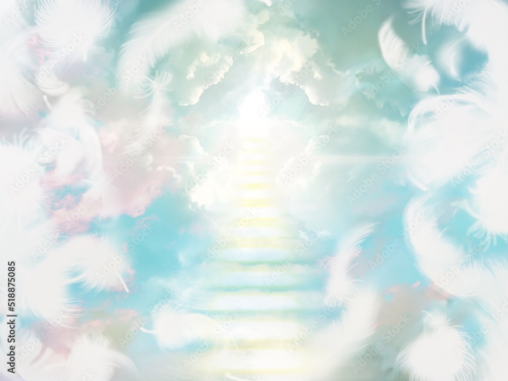 Illustration of the heavenly world of a mysterious golden gate leading ...