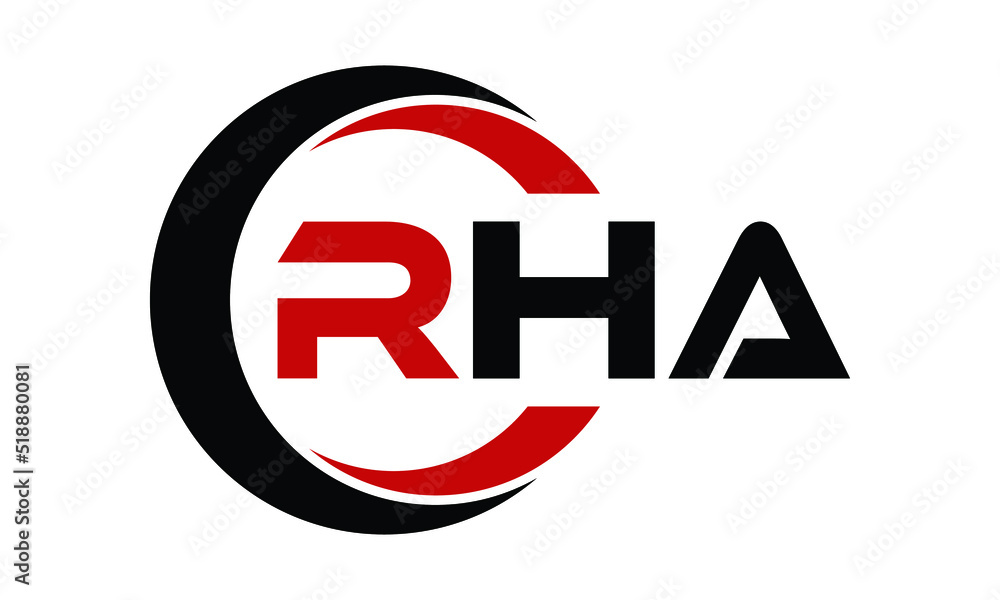 RHA three letter swoosh logo design vector template | monogram logo ...