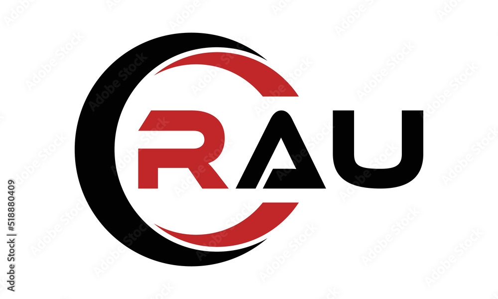 RAU three letter swoosh logo design vector template | monogram logo ...