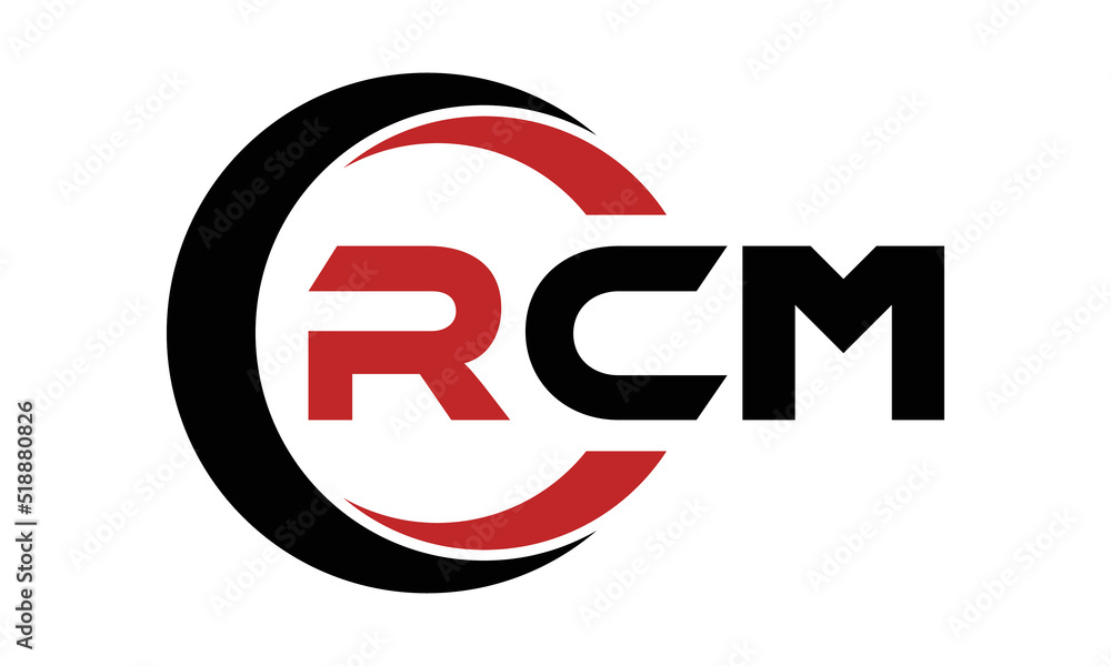 RCM three letter swoosh logo design vector template | monogram logo ...