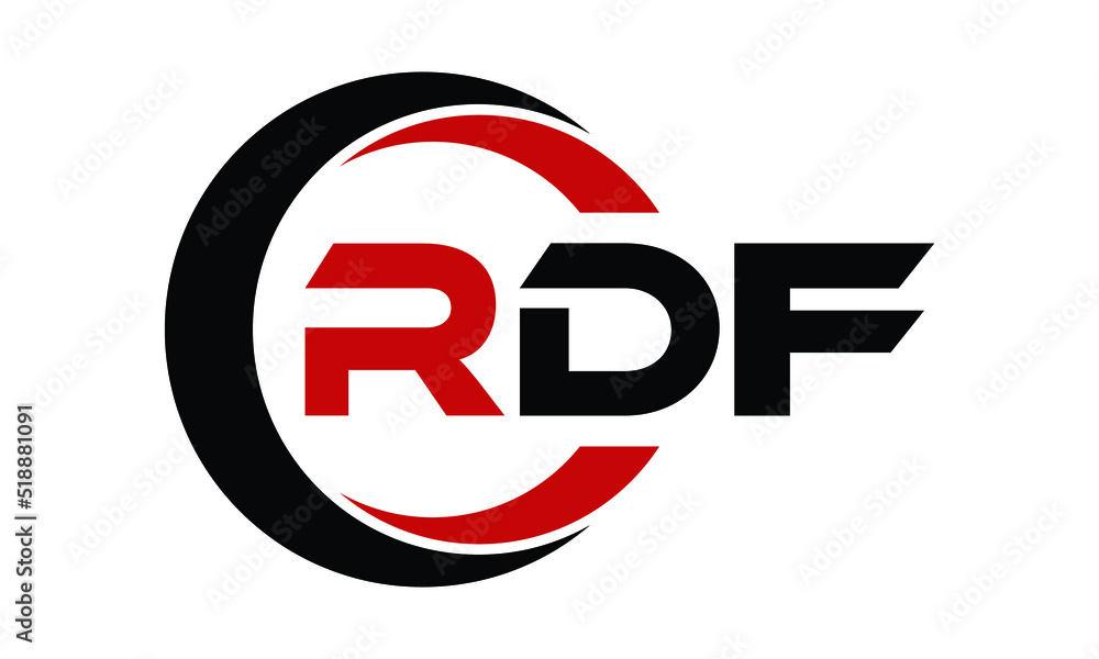 RDF three letter swoosh logo design vector template | monogram logo ...