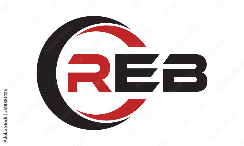 REB three letter swoosh logo design vector template | monogram logo ...