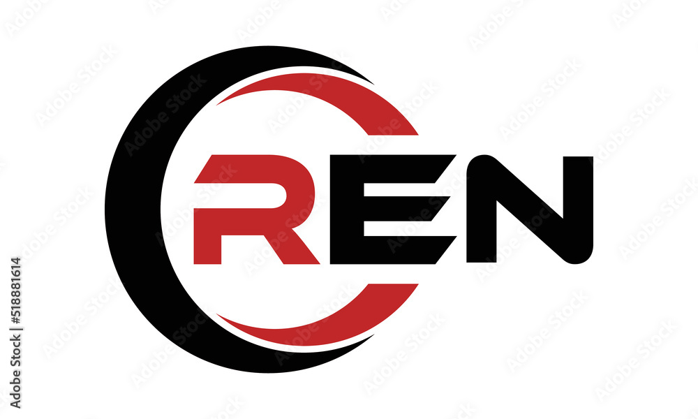 REN three letter swoosh logo design vector template | monogram logo ...