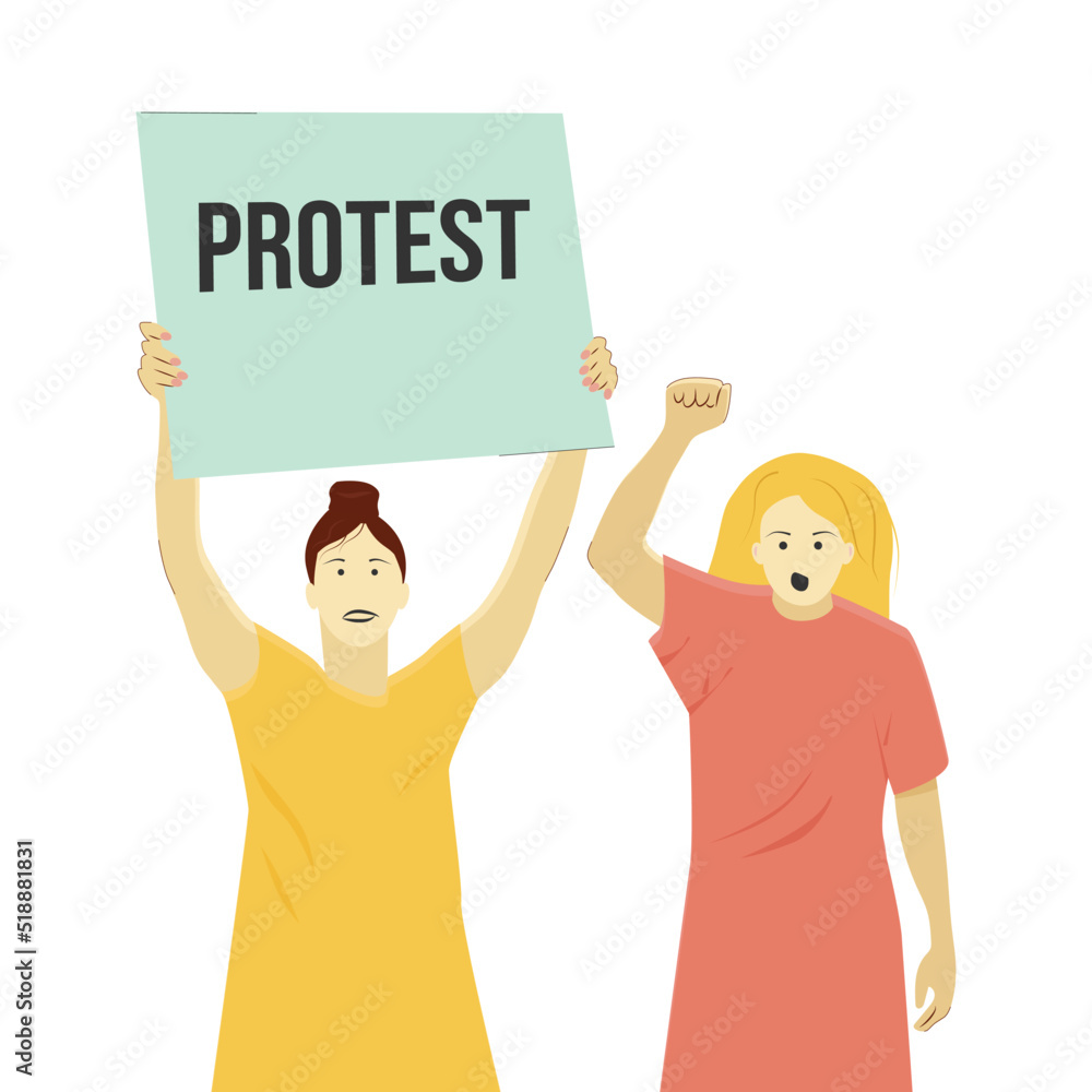 women of different nationalities protest defend their rights ...