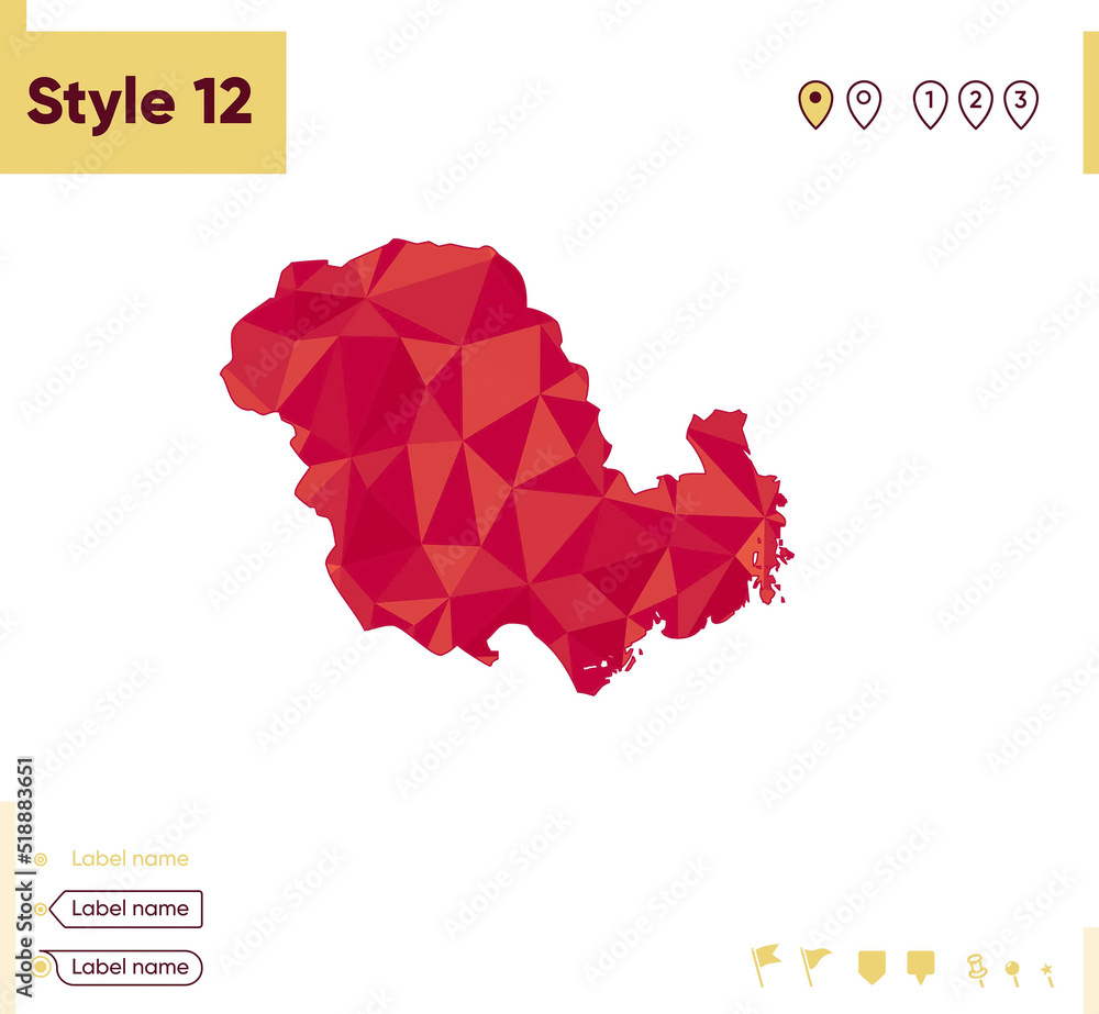 Vestfold Og Telemark Norway Red Low Poly Map Polygonal Map Outline