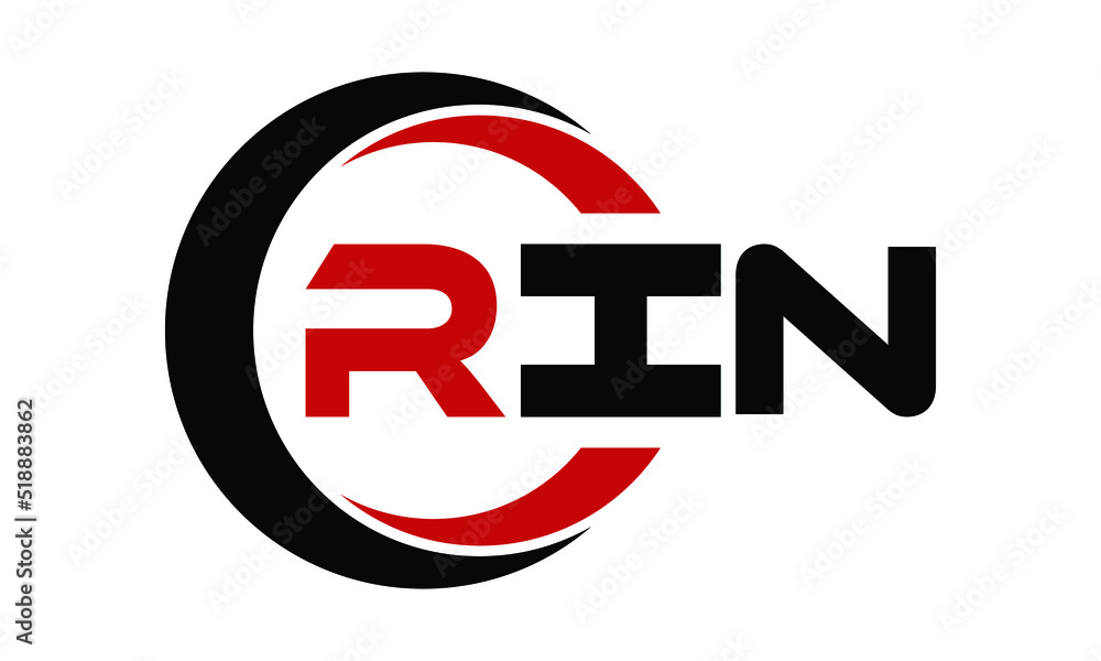 RIN three letter swoosh logo design vector template | monogram logo ...