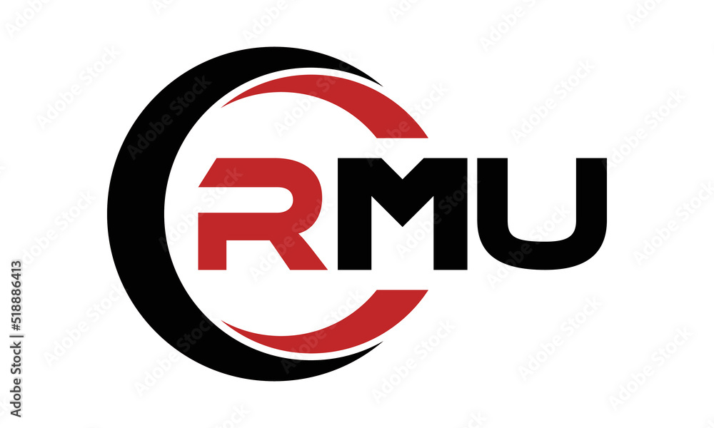 RMU three letter swoosh logo design vector template | monogram logo ...