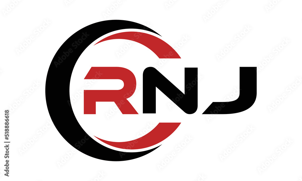 RNJ three letter swoosh logo design vector template | monogram logo ...