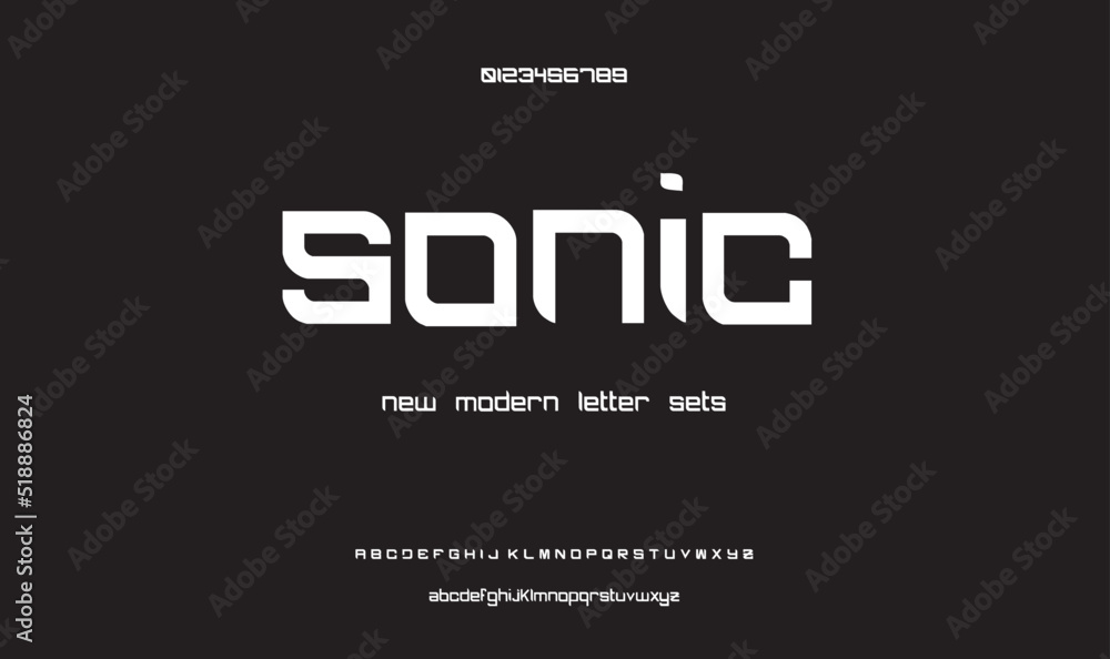 SONIC Sports minimal tech font letter set. Luxury vector typeface for ...