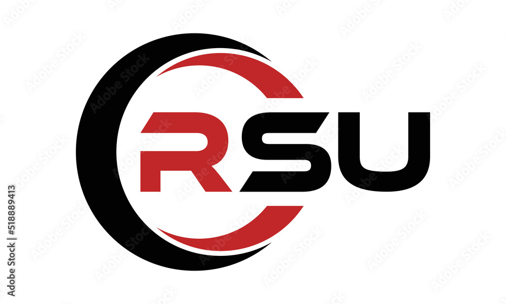 RSU three letter swoosh logo design vector template | monogram logo ...