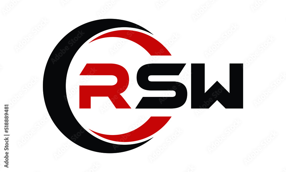 RSW three letter swoosh logo design vector template | monogram logo ...