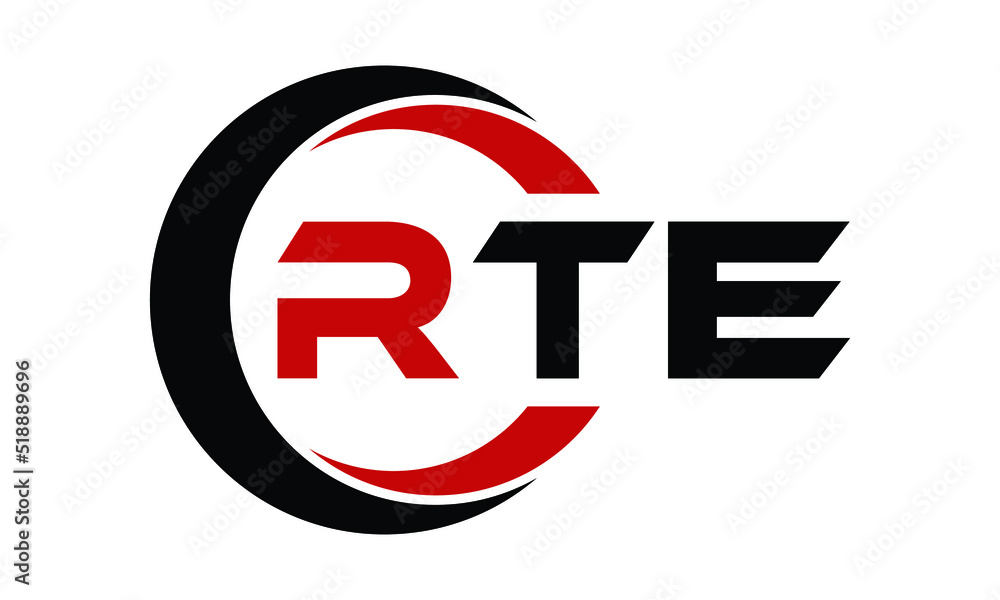 RTE three letter swoosh logo design vector template | monogram logo ...