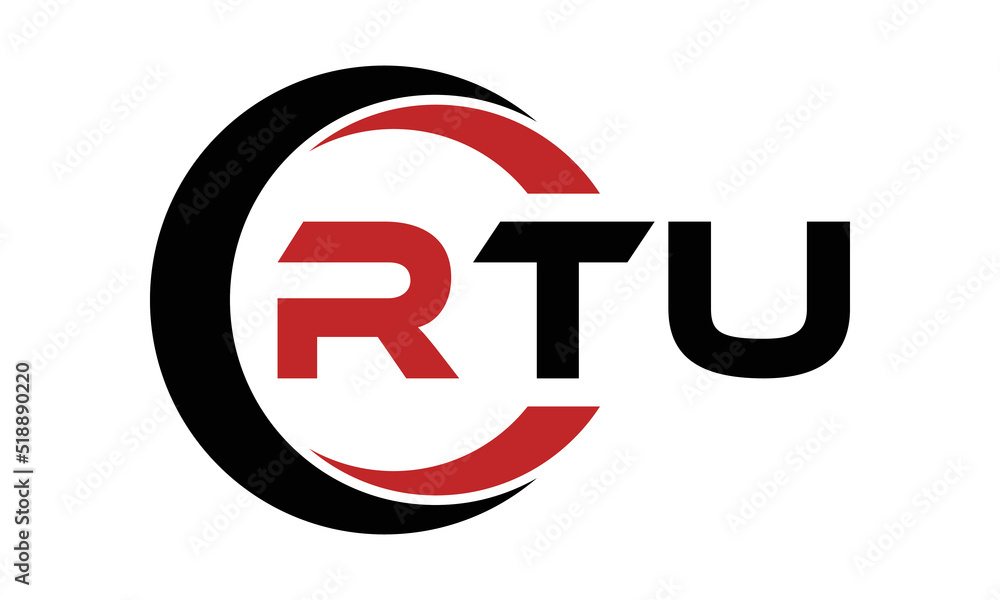 RTU three letter swoosh logo design vector template | monogram logo ...