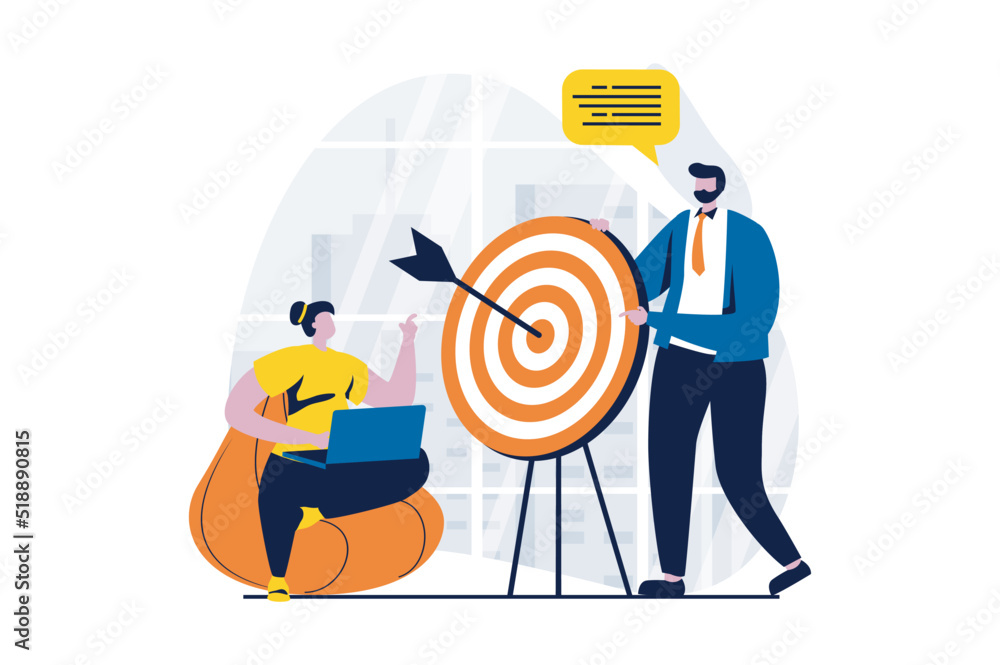 Strategic planning concept with people scene in flat cartoon design ...
