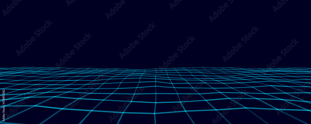 Abstract blue perspective grid. Digital background in retro style ... Abstract blue perspective grid. Digital background in retro style ...