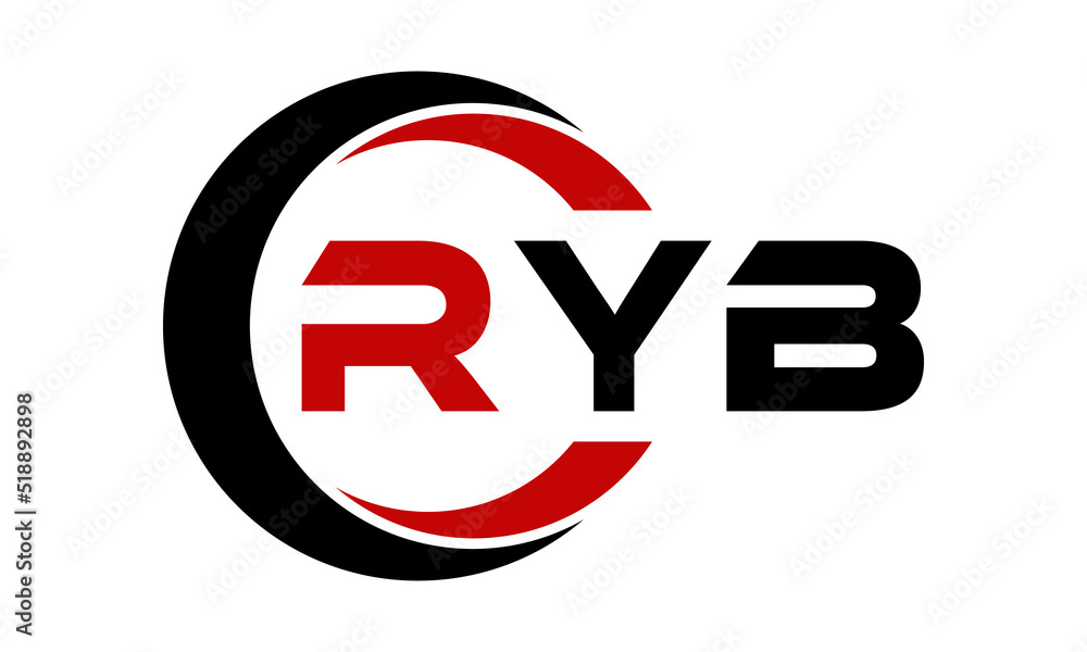 RYB three letter swoosh logo design vector template | monogram logo ...