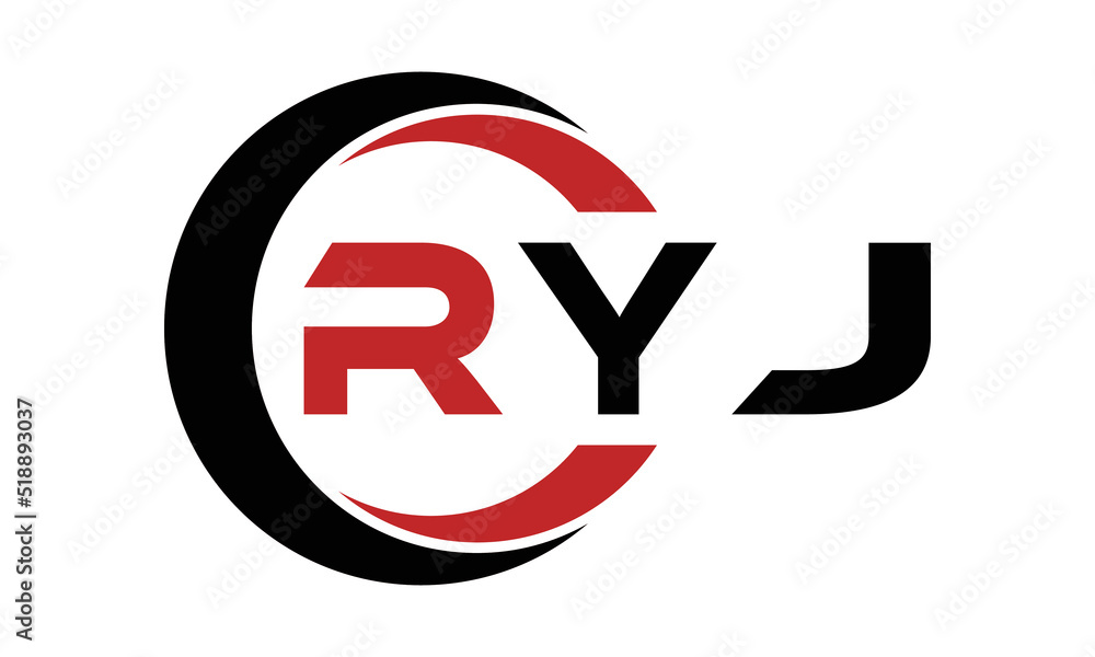 RYJ three letter swoosh logo design vector template | monogram logo ...