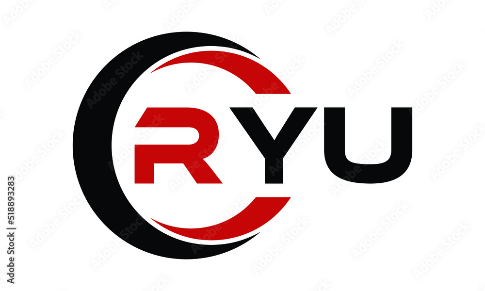 RYU three letter swoosh logo design vector template | monogram logo ...