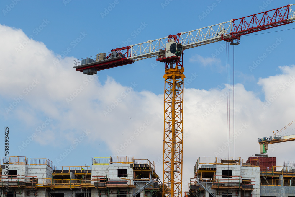 22-07-2022. Ahismach-israel. A crane in the middle to move construction ...