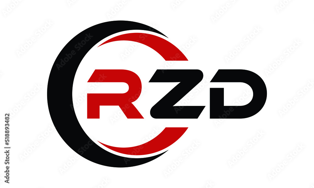 RZD three letter swoosh logo design vector template | monogram logo ...