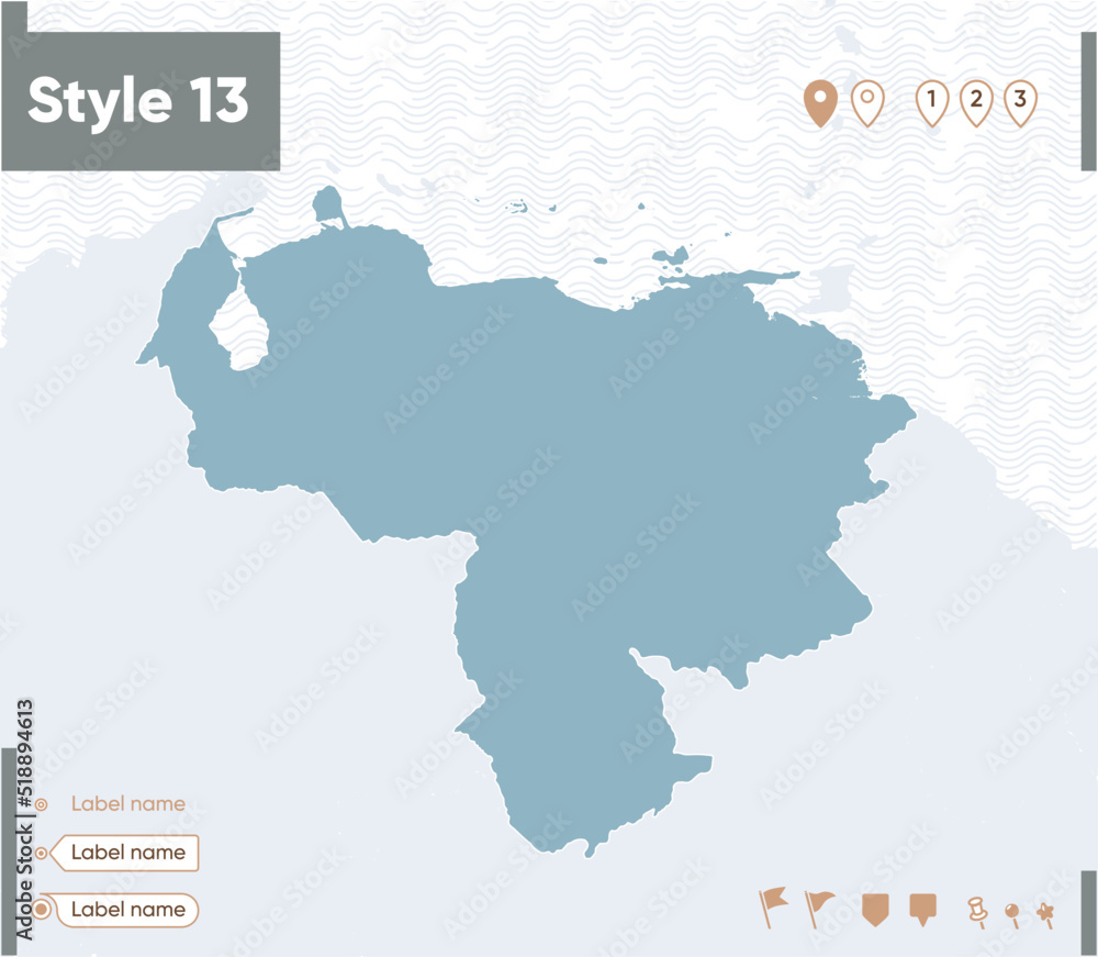 Venezuela - map with water, national borders and neighboring countries ...