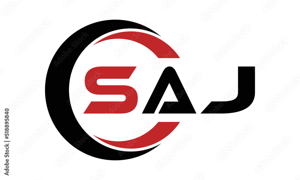 SAJ three letter swoosh logo design vector template | monogram logo ...