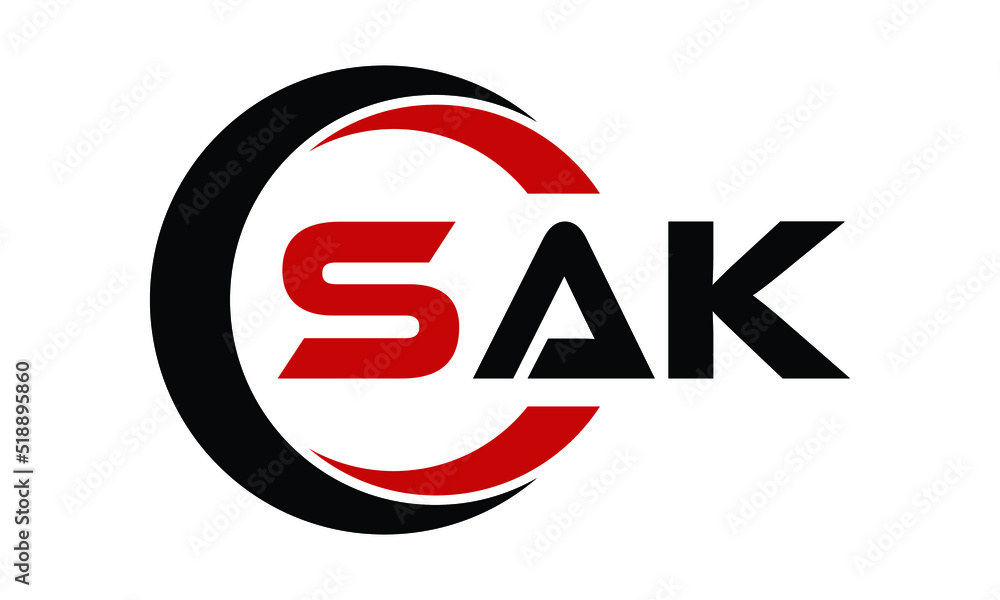 SAK three letter swoosh logo design vector template | monogram logo ...