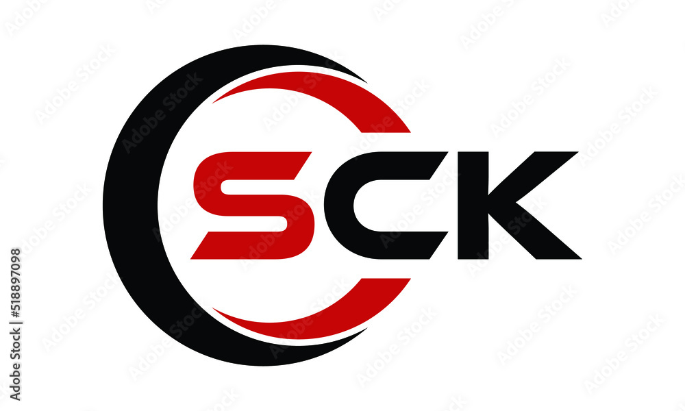 SCK three letter swoosh logo design vector template | monogram logo ...