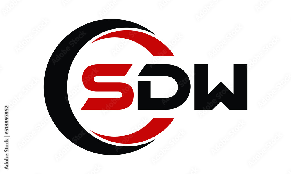 SDW three letter swoosh logo design vector template | monogram logo ...
