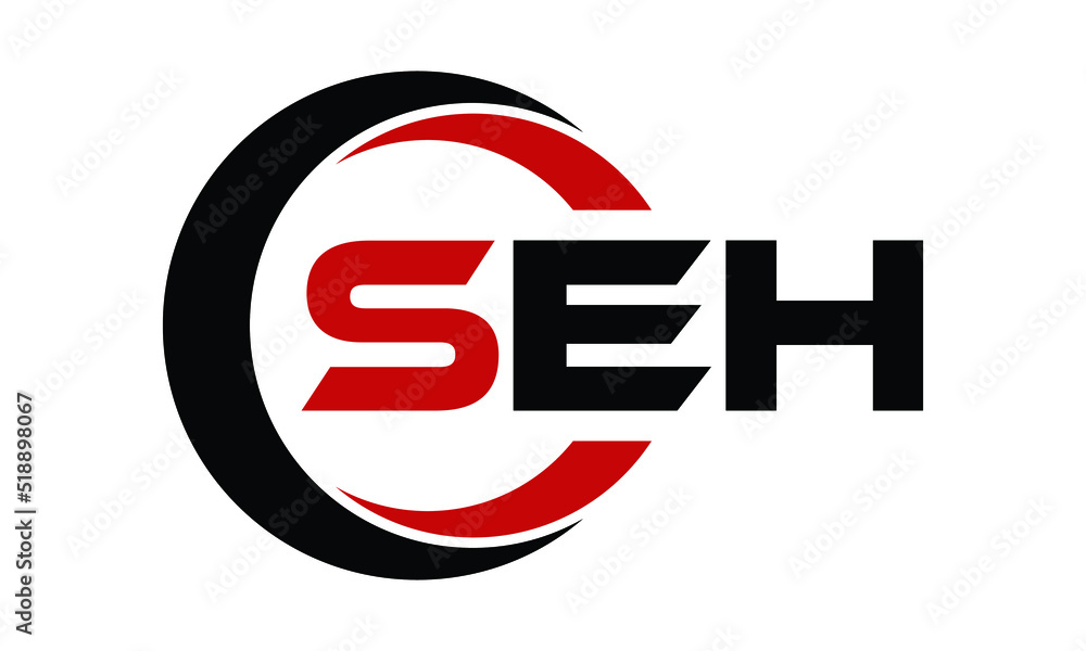 SEH three letter swoosh logo design vector template | monogram logo ...