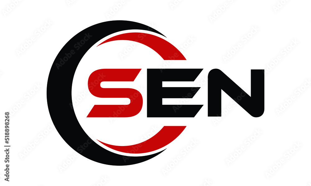 SEN three letter swoosh logo design vector template | monogram logo ...