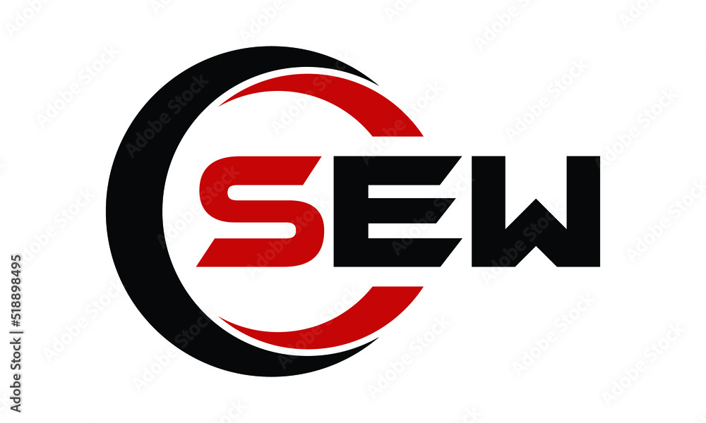SEW three letter swoosh logo design vector template | monogram logo ...