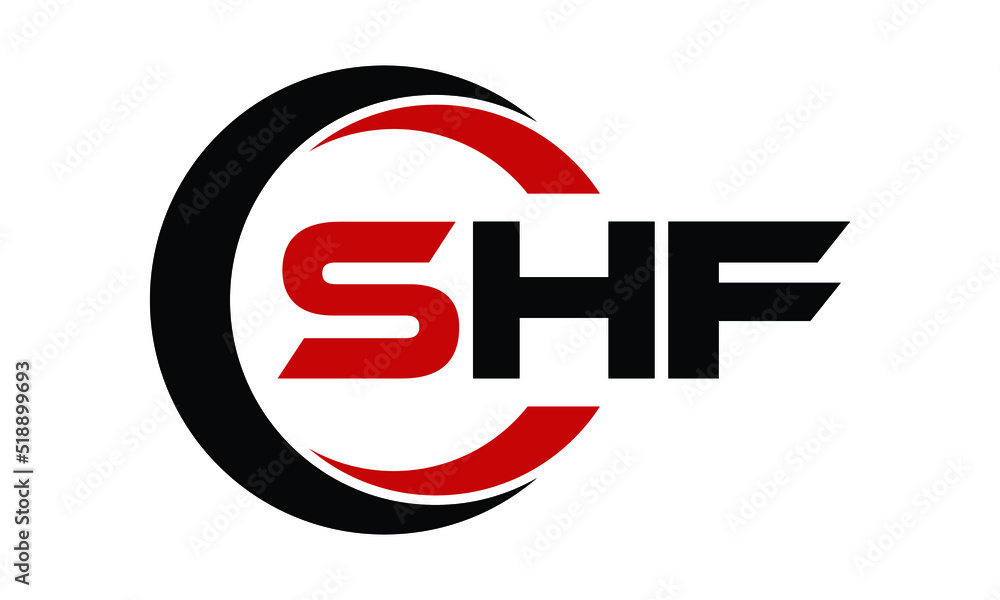 SHF three letter swoosh logo design vector template | monogram logo ...