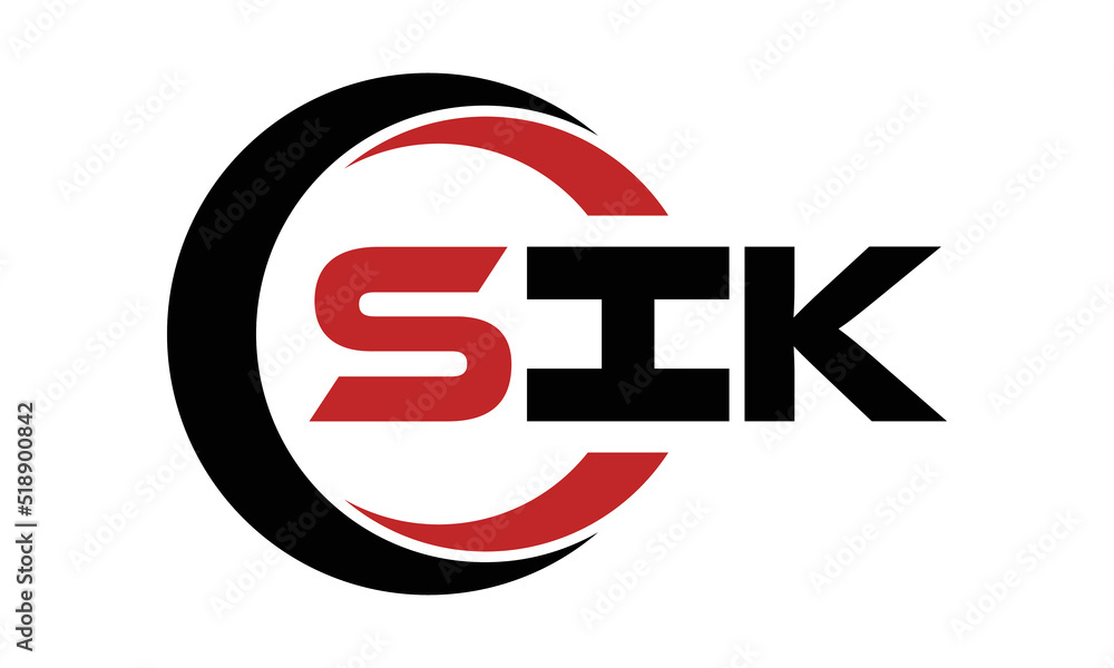 SIK three letter swoosh logo design vector template | monogram logo ...