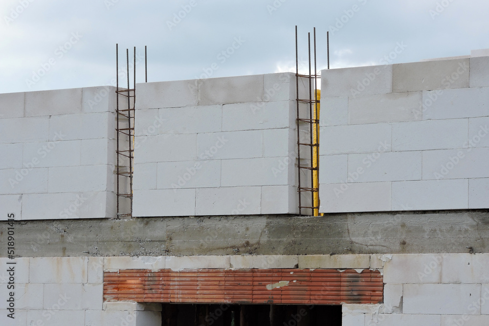 A reinforced concrete beam, steel reinforcement for pillars on the ...