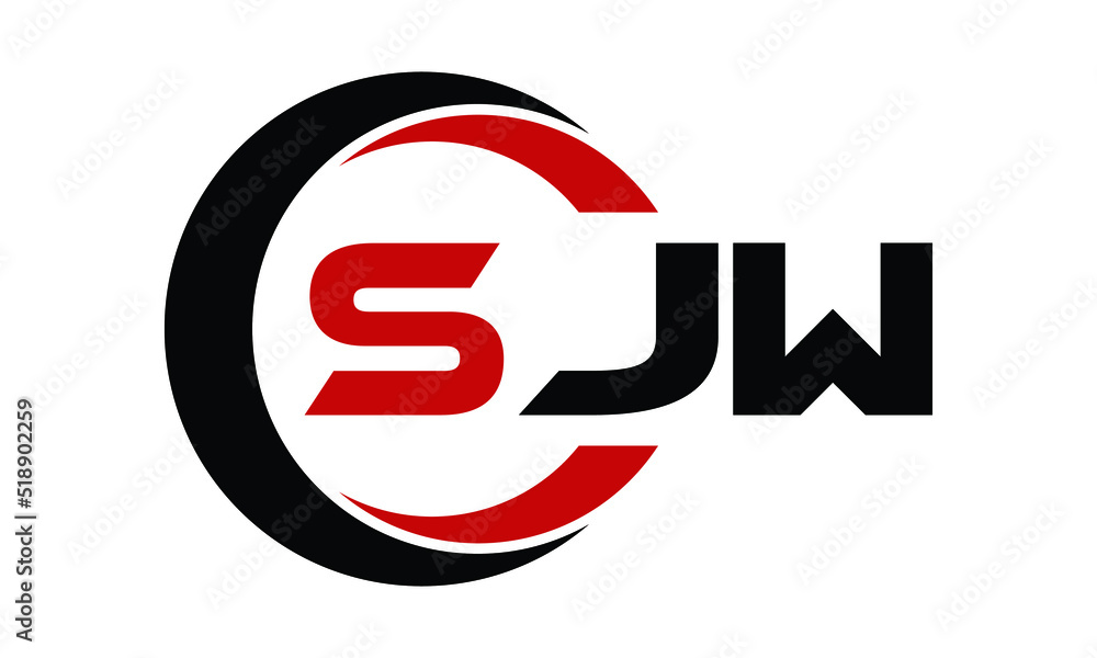 SJW three letter swoosh logo design vector template | monogram logo ...