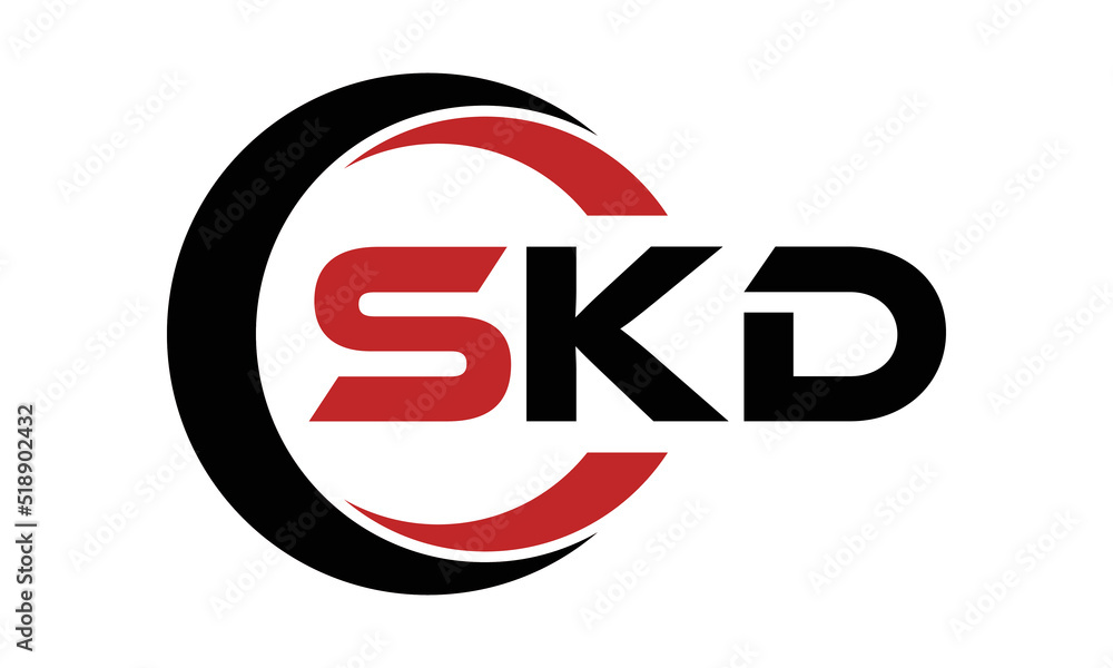 SKD three letter swoosh logo design vector template | monogram logo ...