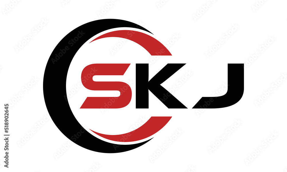 SKJ three letter swoosh logo design vector template | monogram logo ...