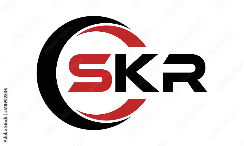 SKR three letter swoosh logo design vector template | monogram logo ...