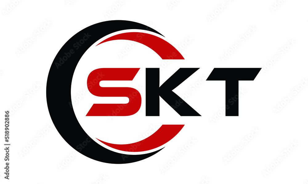 SKT three letter swoosh logo design vector template | monogram logo | abstract logo | wordmark ...