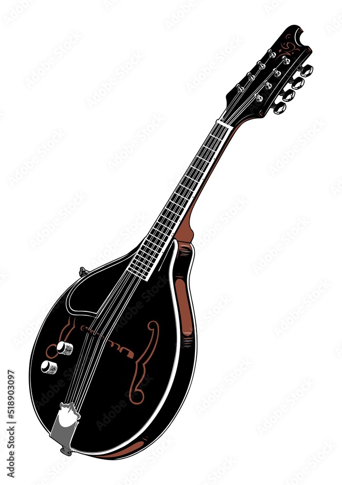 Mandolin realistic vector illustration. Traditional musical instrument ...