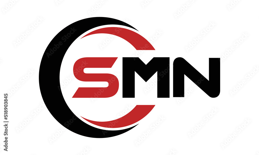 SMN three letter swoosh logo design vector template | monogram logo ...