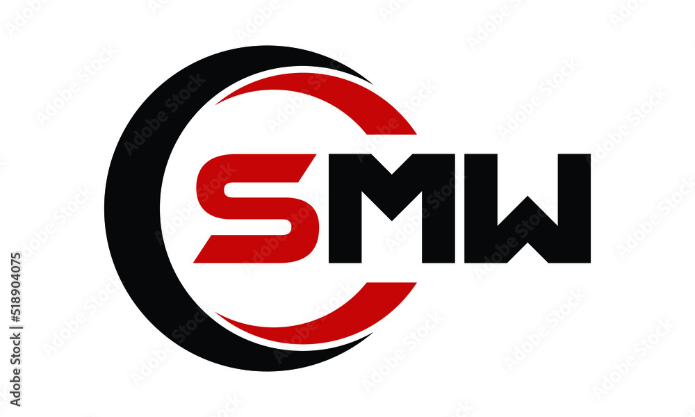 SMW three letter swoosh logo design vector template | monogram logo ...