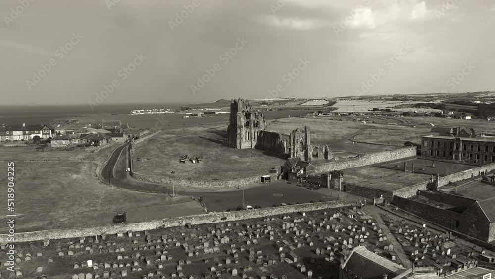 aerial view of Whitby Abbey was a 7th-century Christian monastery that ...