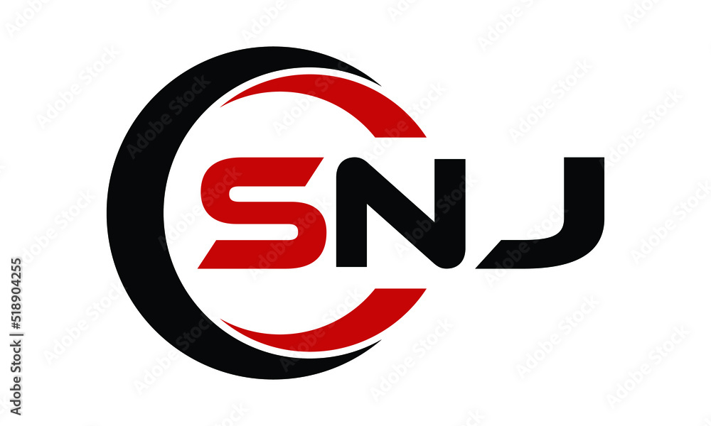 Vecteur Stock SNJ three letter swoosh logo design vector template ...