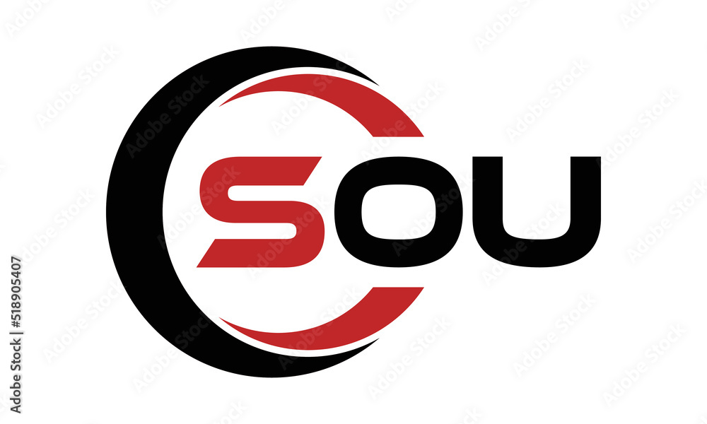 SOU three letter swoosh logo design vector template | monogram logo ...