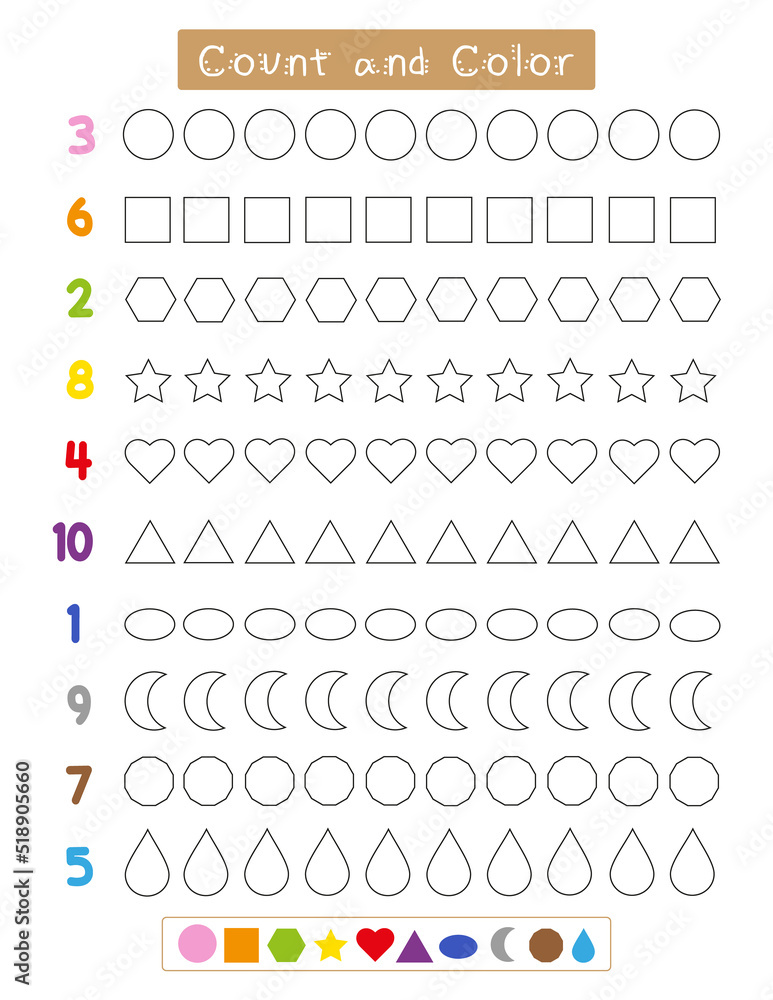 Vetor de Counting practice for toddler and preschool, count and color ...