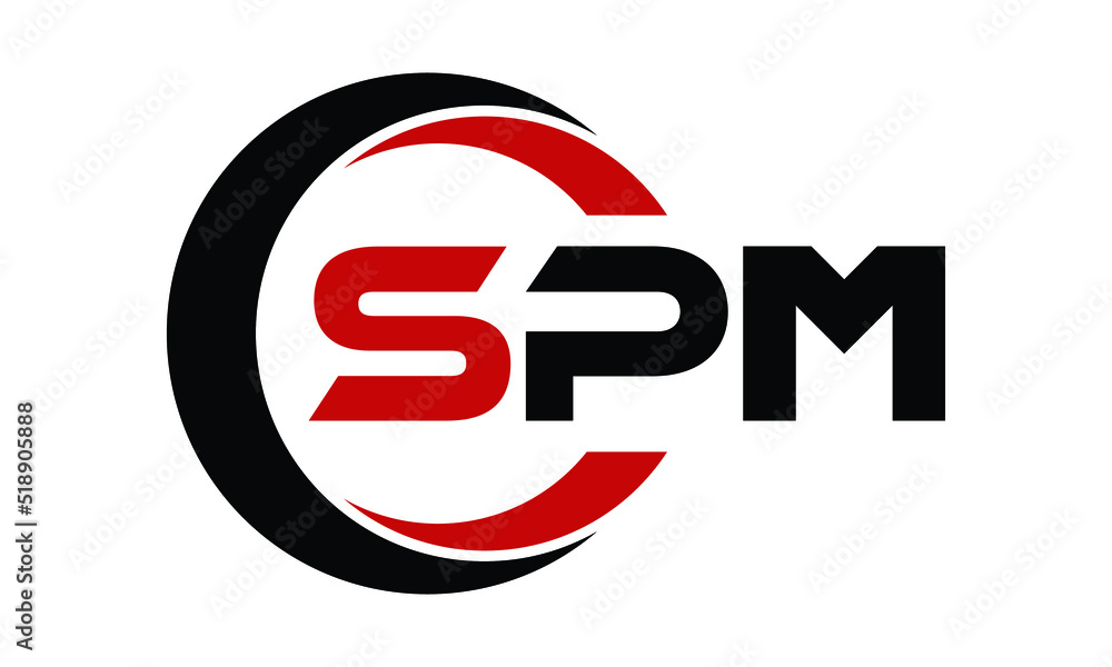SPM three letter swoosh logo design vector template | monogram logo ...