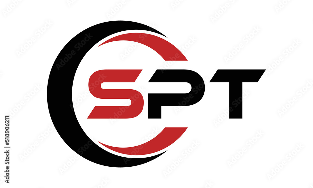 SPT three letter swoosh logo design vector template | monogram logo ...